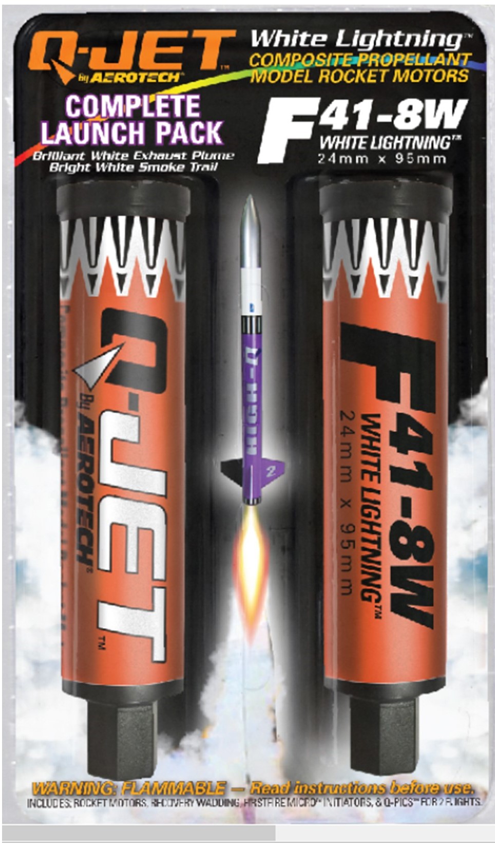 Quest Motor 24mm Composite Model Rocket Motors Q-Jet F41-8W(2pk) QST 6162