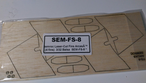 Semroc Laser-Cut Fins Arcas (4 fins) 3/32 Balsa SEM-FS-8