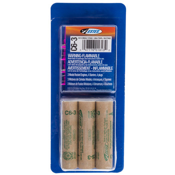 Estes 18mm Model Rocket Motors Single Use C6-3(3pk) EST 10023(1613)