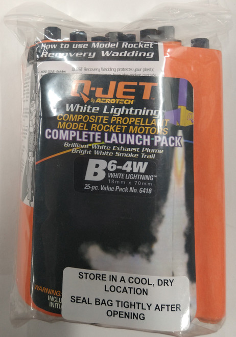 Quest Motor 18mm Composite Model Rocket Motors Q-Jet B6-4W(24pk) QST 6418