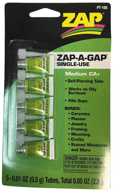 Zap Zap-A-Gap Mini Tubes Single Use CA 0.01oz(5pk) ZAP PT-105