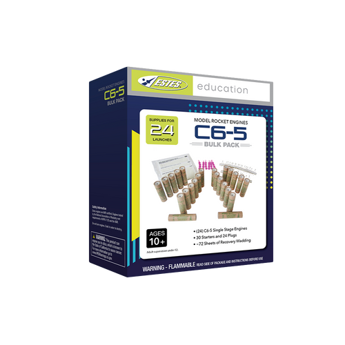 Estes 18mm Model Rocket Motors Single Use Flight Pack C6-5(24pk) EST 1789