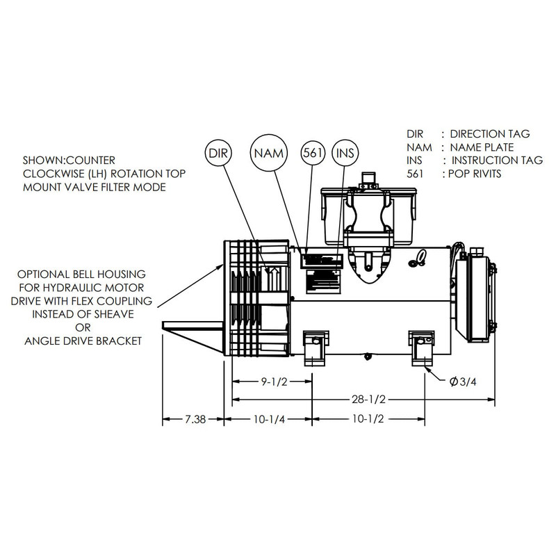 FRUITLAND MANUFACTURING RCF 370LU Vacuum Pump Counter Clockwise Rotation