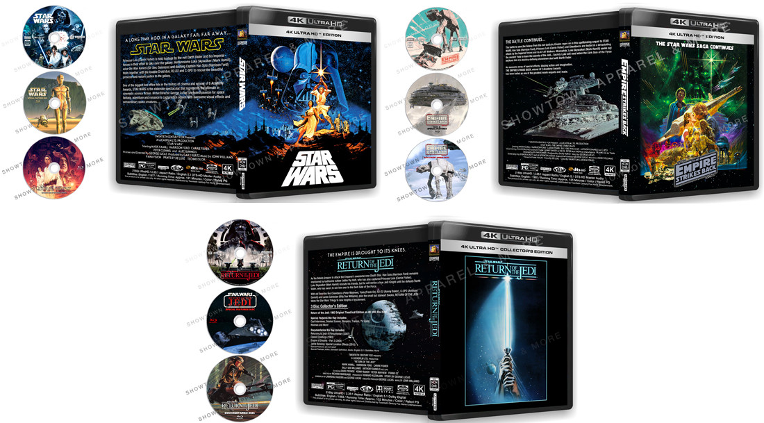 Star Wars Trilogy 4K77/80/83 4K UHD Blu-Ray Non-DNR 9 Disc Collector's ...