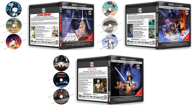 Star Wars Trilogy 4K77/80/83 4K UHD Blu-Ray Non-DNR 9 Disc Collector's ...