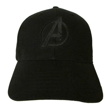 Avengers Movie Comic Logo #1 in BLACK on BLACK Embroidered Baseball Hat ...