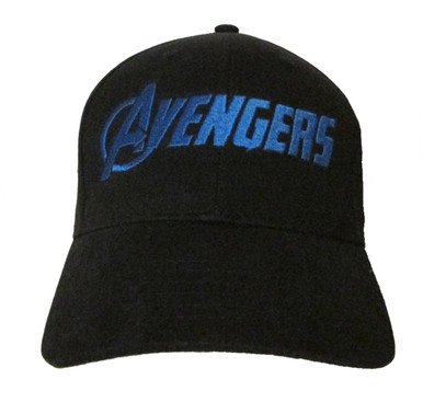 Avengers Movie Comic Logo #1 in BLACK on BLACK Embroidered Baseball Hat ...