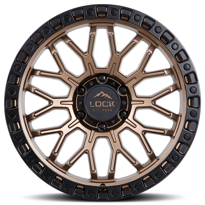 Lock Offroad Combat Wheels Rims 20x10 8x180 Matte Bronze W/ Matte Black ...