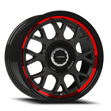 Vision Alpine 478 Wheels Rims 17x8 5x100 5x115 Gloss Black With Red ...