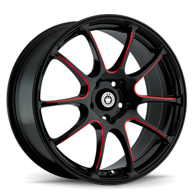 Konig 24Br Illusion Wheels Rims 17x7 5x100 Gloss Black W/ Red Spoke ...