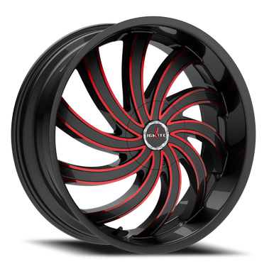 Ignite G04 Flame Wheels Rims 24x9.5 5x115 5x120 Gloss Black W/ Candy ...