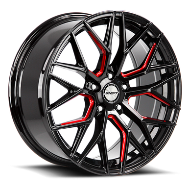 Shift H33 Spring Wheels Rims 20x8.5 5x120 Gloss Black W/ Candy Red ...
