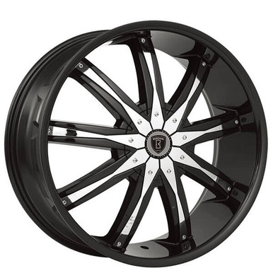 Borghini 9 Wheels Rims 22x9.5 5x115 5x120 Black W/ Chrome Inserts 13mm ...