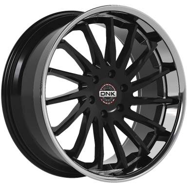 Dnk 707 Wheels Rims 22x9.5 5x115 Gloss Black W/ Chrome Lip 15mm ...