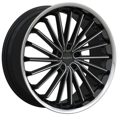 Ravetti M14 Wheels Rims 22x9 5x115 Silver Milled W/ Stainless Lip 15mm ...