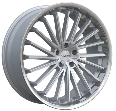 Ravetti M14 Wheels Rims 22x9 5x120 Silver Brushed W/ Stainless Lip 40mm ...