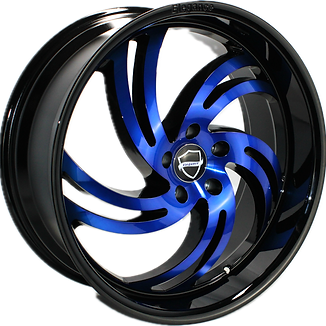 Elegance Spinner Wheels Rims 20x8.5 5x114.3 Gloss Black W/ Candy Blue ...