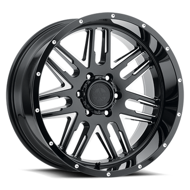 American Outlaw 12 Gauge Wheels Rims 17x8.5 6x135 Gloss Black Milled ...