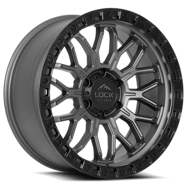 Lock Offroad Combat Wheels Rims 20x10 8x165.1 Matte Grey W/ Matte Black ...