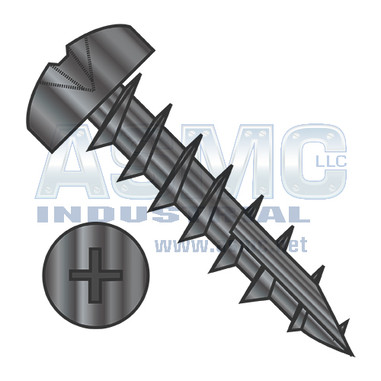 8-11X7/8 Phillips Pan Deep Thread Screw Type 17 point Full Thread Black ...