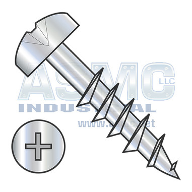 10-9X1 1/2 Phillips Pan Deep Thread Wood Screw 2/3 Thread Zinc Bake ...
