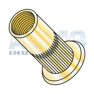 M5X0.8X5.70 Metric Flat Head Round Open-End Ribbed Threaded Insert ...