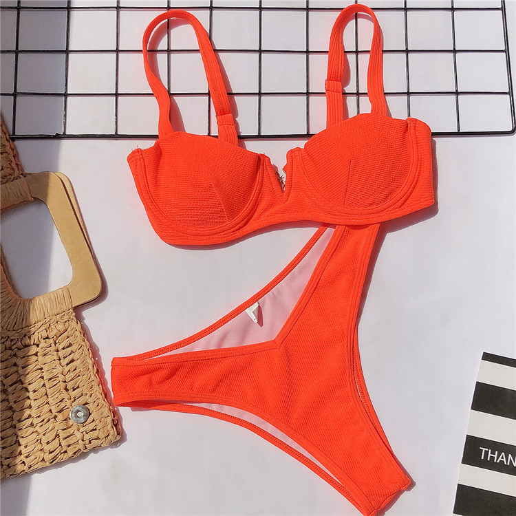 2020 New Fluorescent Color Sexy Female Bikini Set Swim Suit Two Piece ...