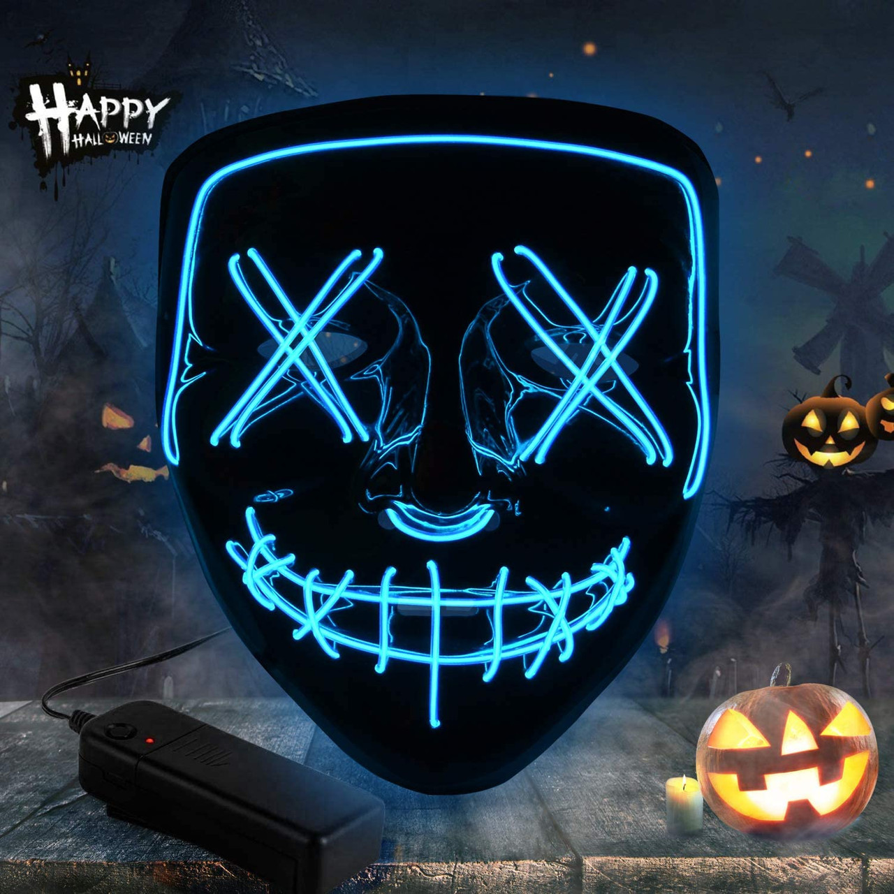 Led purge Mask Halloween Party Masque Masquerade Masks Neon Maske Light ...