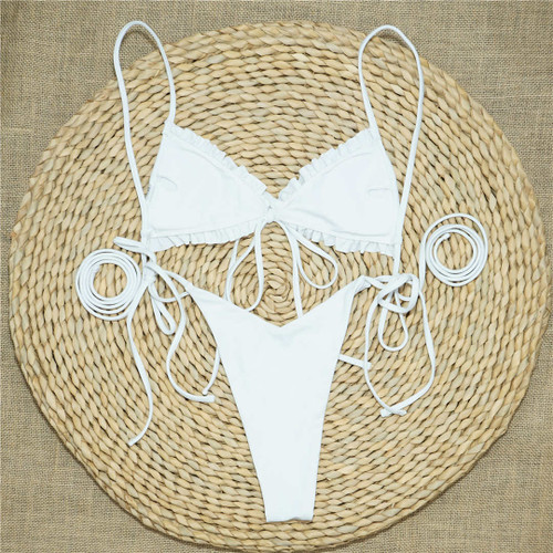 Sexy Ruffled Frilled Bikini Women Swimwear Female Swimsuit Two Pieces