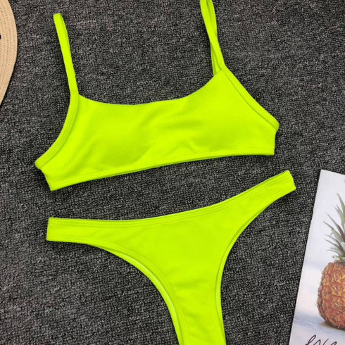 Summer Bathing Suit 2019 Beach Neon Bikini Set Women Sexy Micro Push Up ...