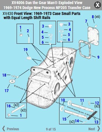 UPDATED 1969-1974 Dodge NP205D Remote Mount Transfer Case Exploded View ...