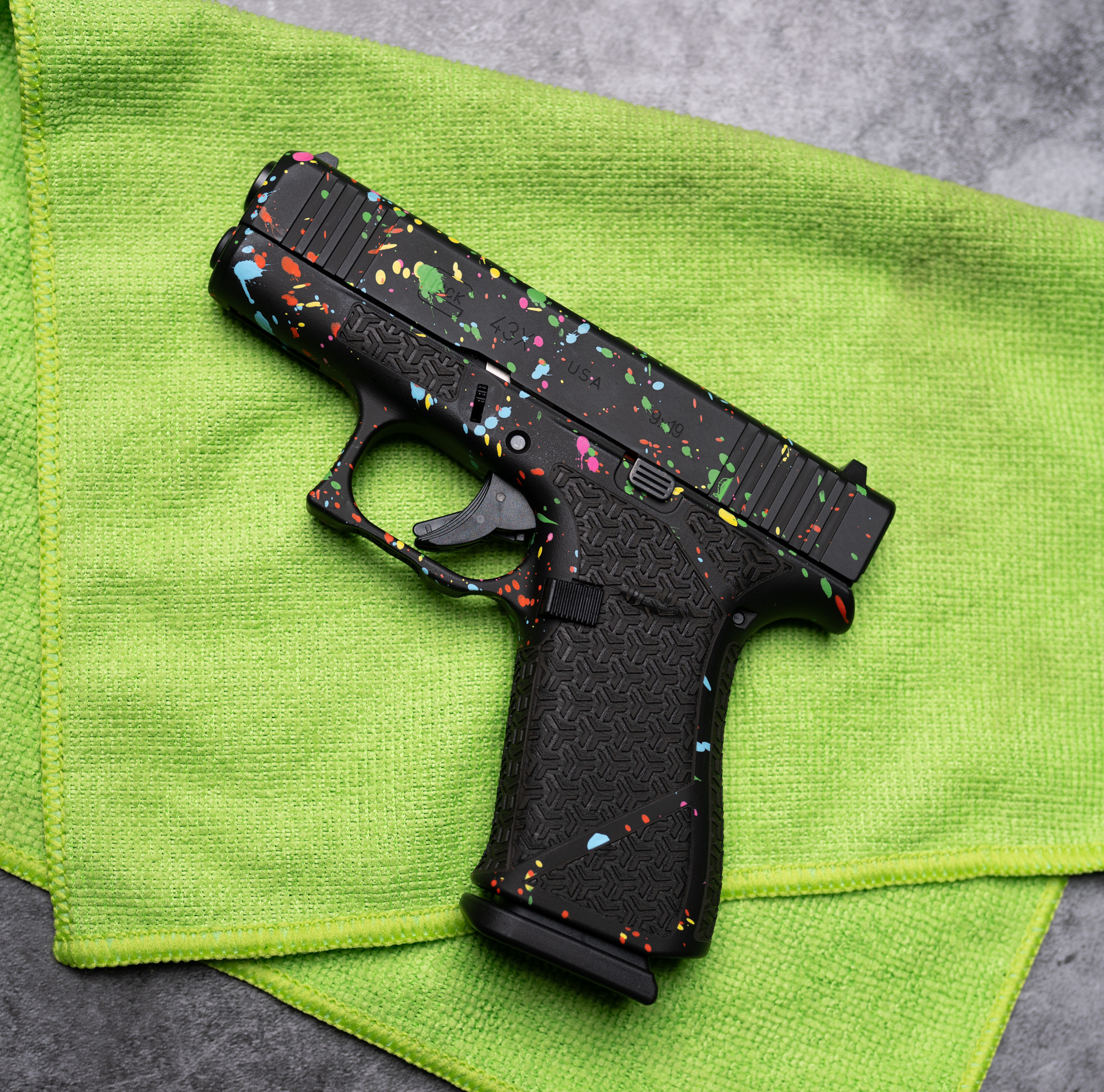 WWLLC Custom Glock 43X Splatter with a Double Undercut - Weapon Works LLC