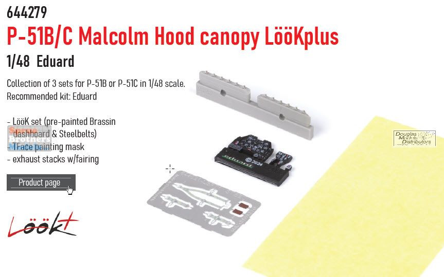 EDU644279 1:48 Eduard LookPlus - P-51B P-51C Mustang Malcolm Hood ...