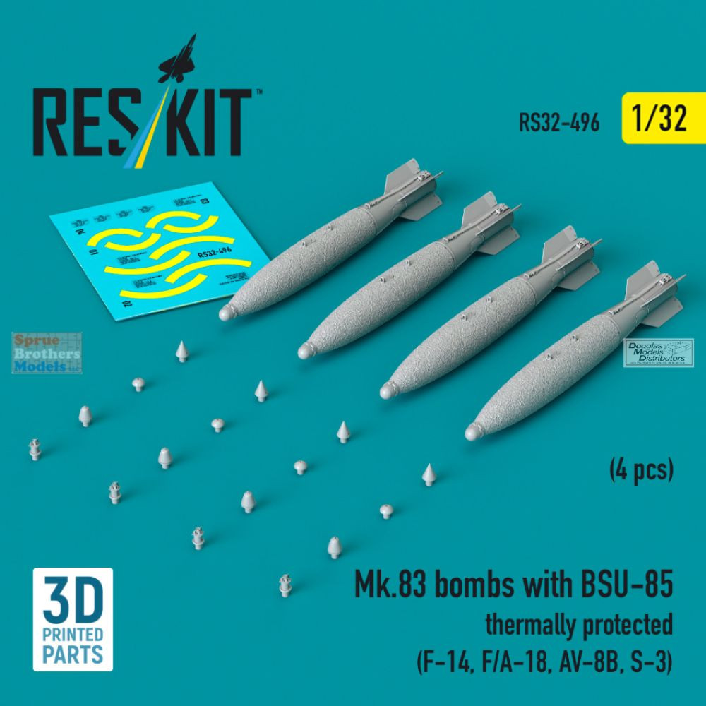 RESRS320496 1:32 ResKit Mk.83 Bombs with BSU-85 Thermally Protected ...