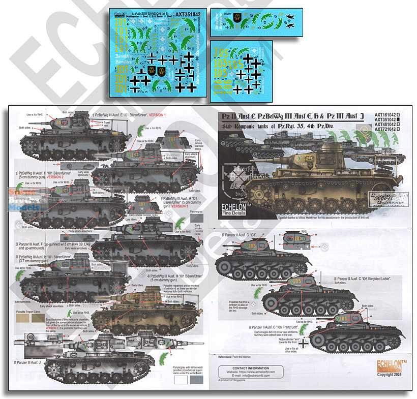 ECH351042 1:35 Echelon Panzer II Ausf.C Pz.Bef.Wg.III Ausf.E/H & Panzer ...