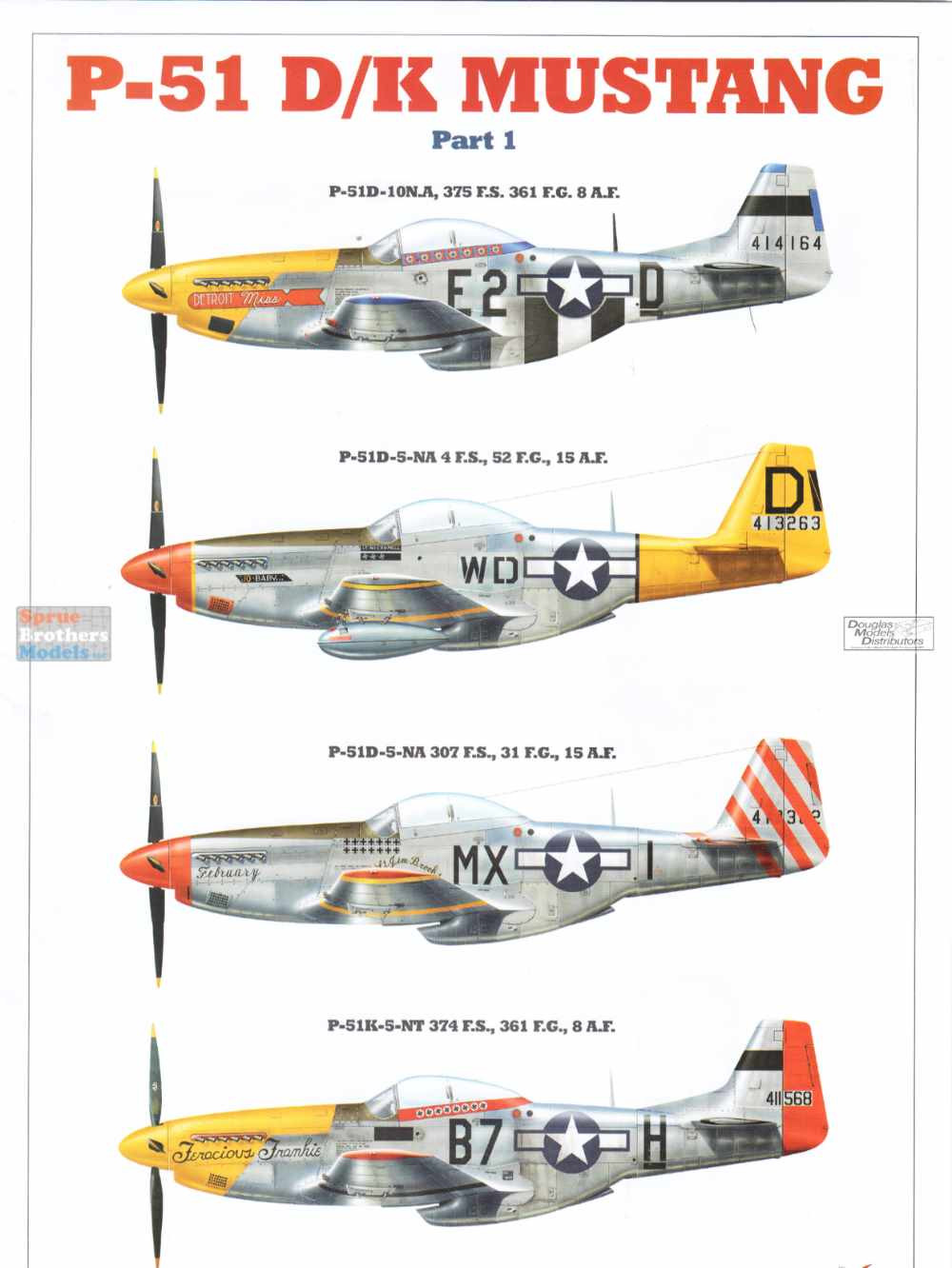 KAGKD48004 1:48 Kagero Decals - P-51D P-51K Mustang Part 1 - Sprue ...