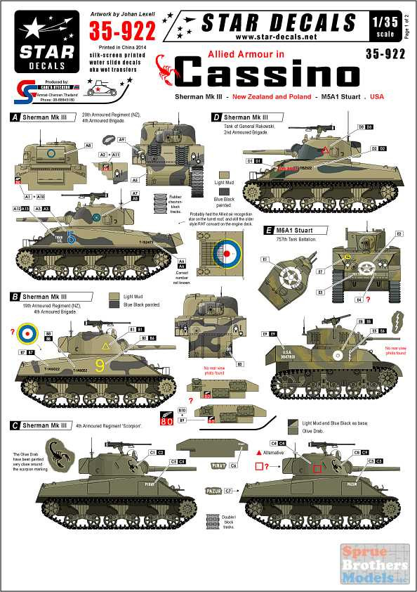 SRD35897 1:35 Star Decals - M4A3 Sherman 6th Marine Tank Battalion ...