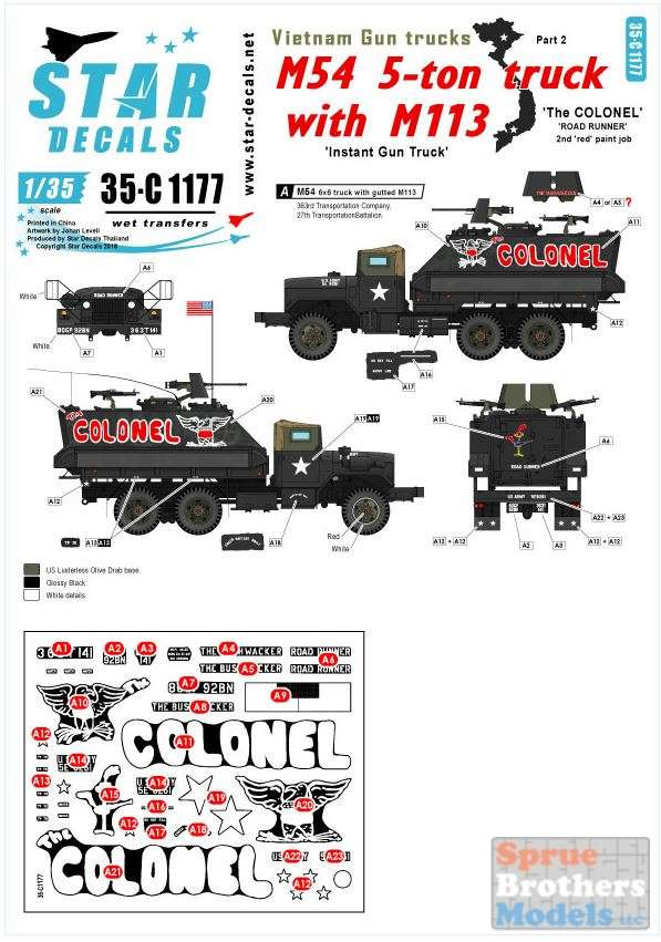SRD35C1177 1:35 Star Decals - Vietnam Gun Trucks Part 2: M54 5-ton ...