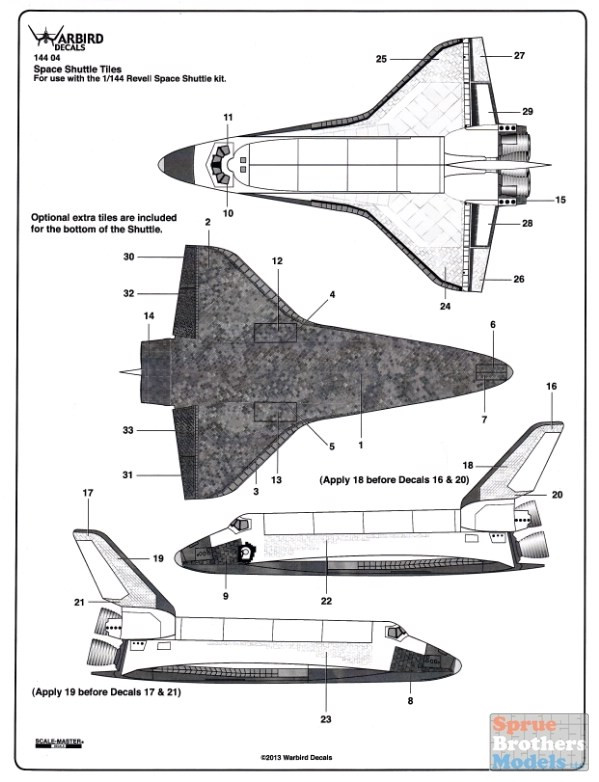 WBD14404 1:144 Warbird Decals - Space Shuttle Tiles (REV kit) - Sprue ...