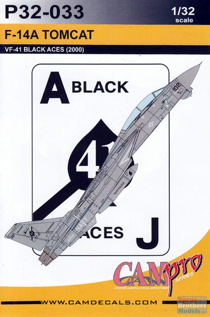 CAMP32033 1:32 CAM Pro Decals - F-14A Tomcat VF-41 Black Aces 2000 ...