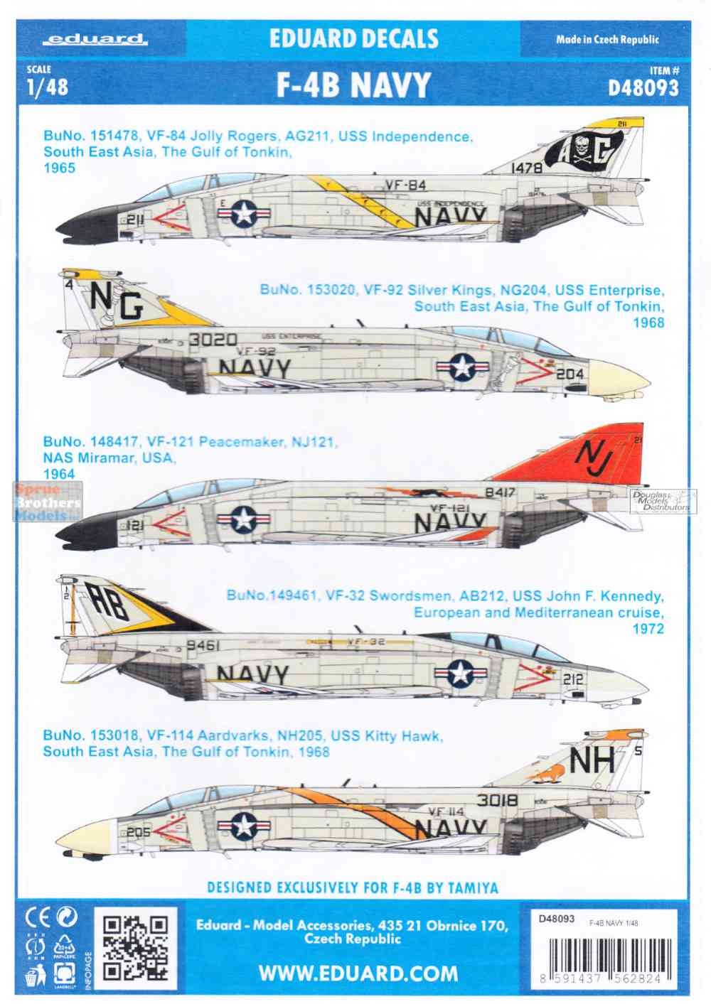 EDUD48095 1:48 Eduard Decals - F-4B Phantom II Marines VMFA-531 VMFA ...