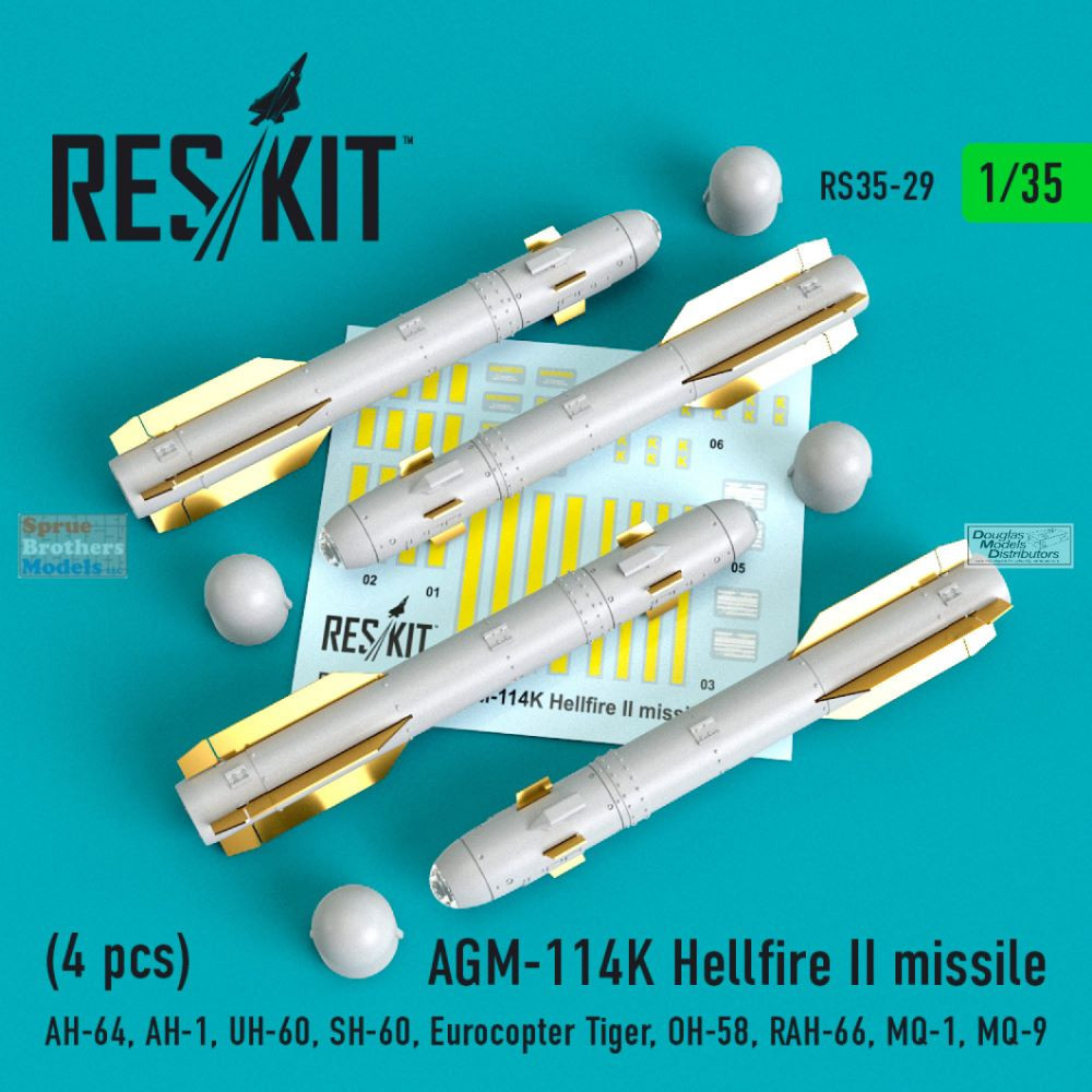 RESRS350029 1:35 ResKit AGM-114K Hellfire II Missile Set - Sprue ...
