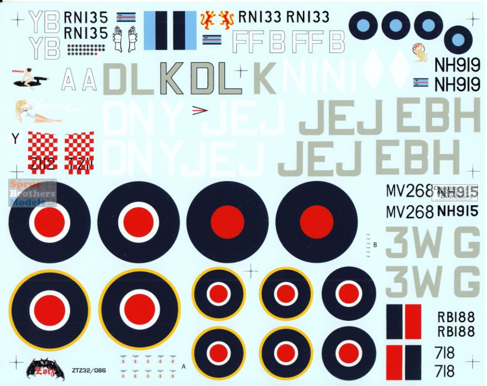 ZTZ32086 1:32 Zotz Decals - The Spitfire Mk.XIV In Service - Sprue ...