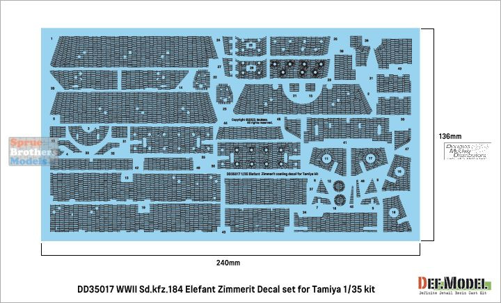 DEFDD35017 1:35 DEF Decal - Sd.Kfz.184 Elefant Zimmerit Coating Water ...