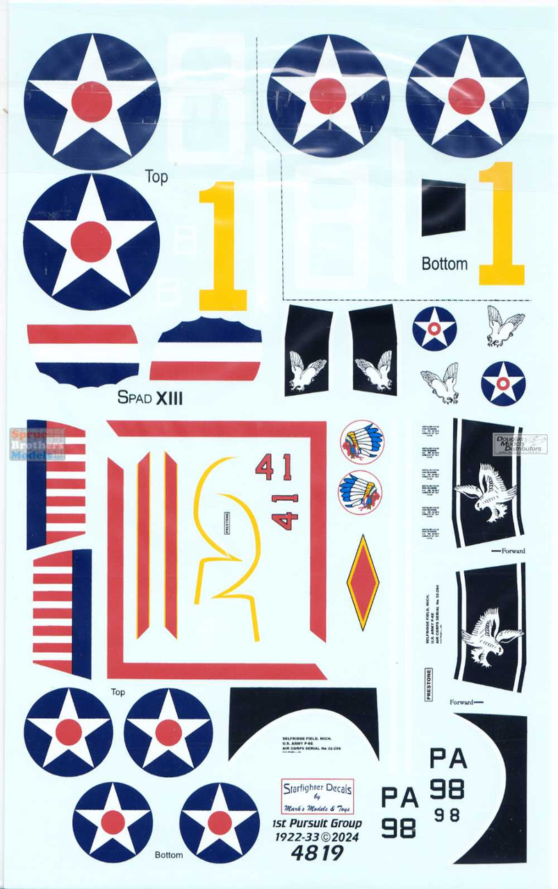 SFD48019 1:48 Starfighter Decals - 1st Pursuit Group USAAC Part 1 1922 ...