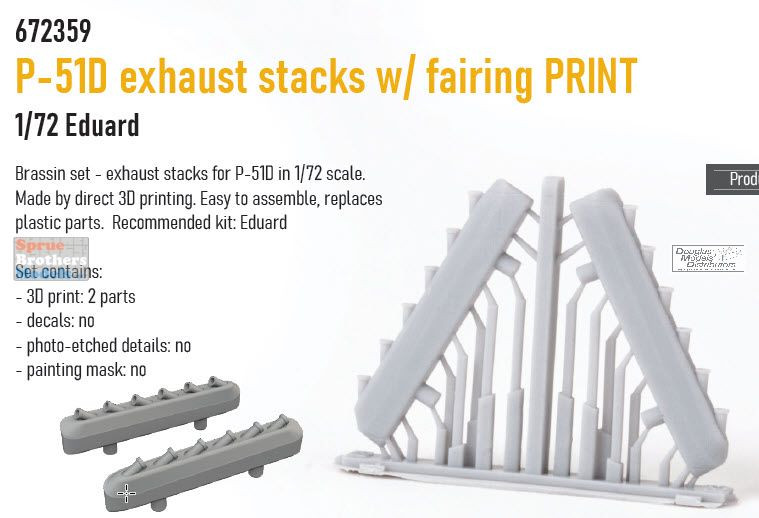 EDU672359 1:72 Eduard Brassin PRINT P-51D Mustang Exhaust Stacks with ...