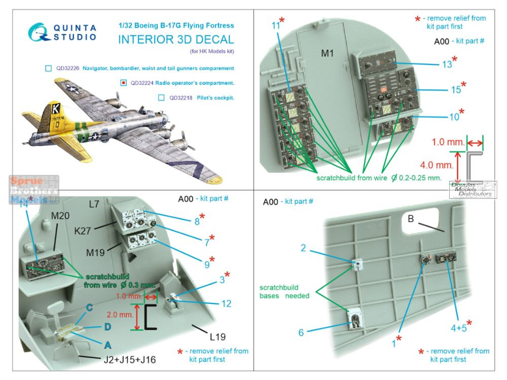 QTSQD32224 1:32 Quinta Studio 3D Decal - B-17G Flying Fortress Radio ...