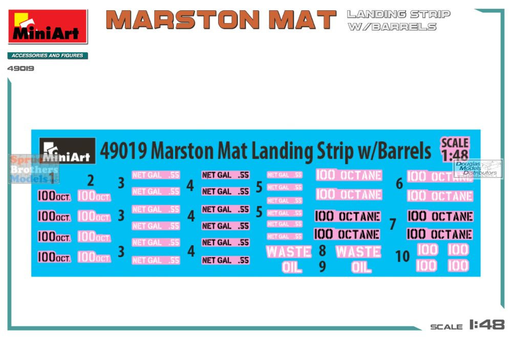 MIA49019 1:48 Miniart Marston Mat Landing Strip with Barrels - Sprue ...