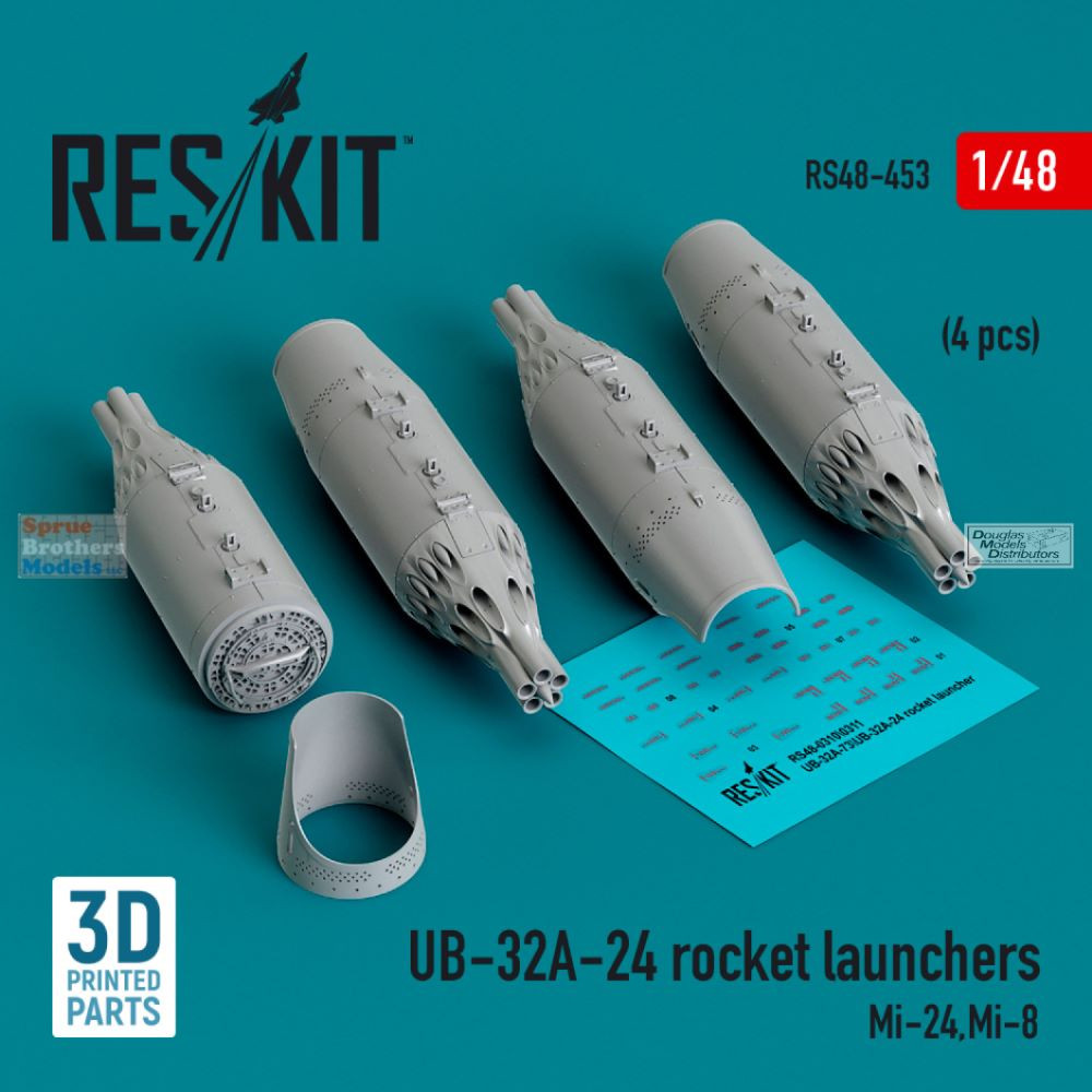 RESRS480453 1:48 ResKit UB-32A-24 Rocket Launcher Set (for Mi-24 Mi-8 ...