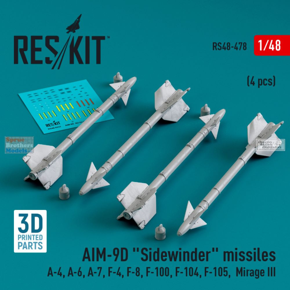 RESRS480478 1:48 ResKit AIM-9D Sidewinder Missile Set - Sprue Brothers ...